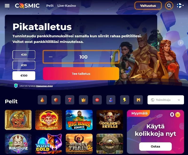 Cosmic Slot 2026: Nyt 500 € bonus + 100 kierrosta